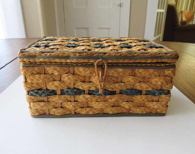 Vintage Sewing Basket Weave Box - Etsy