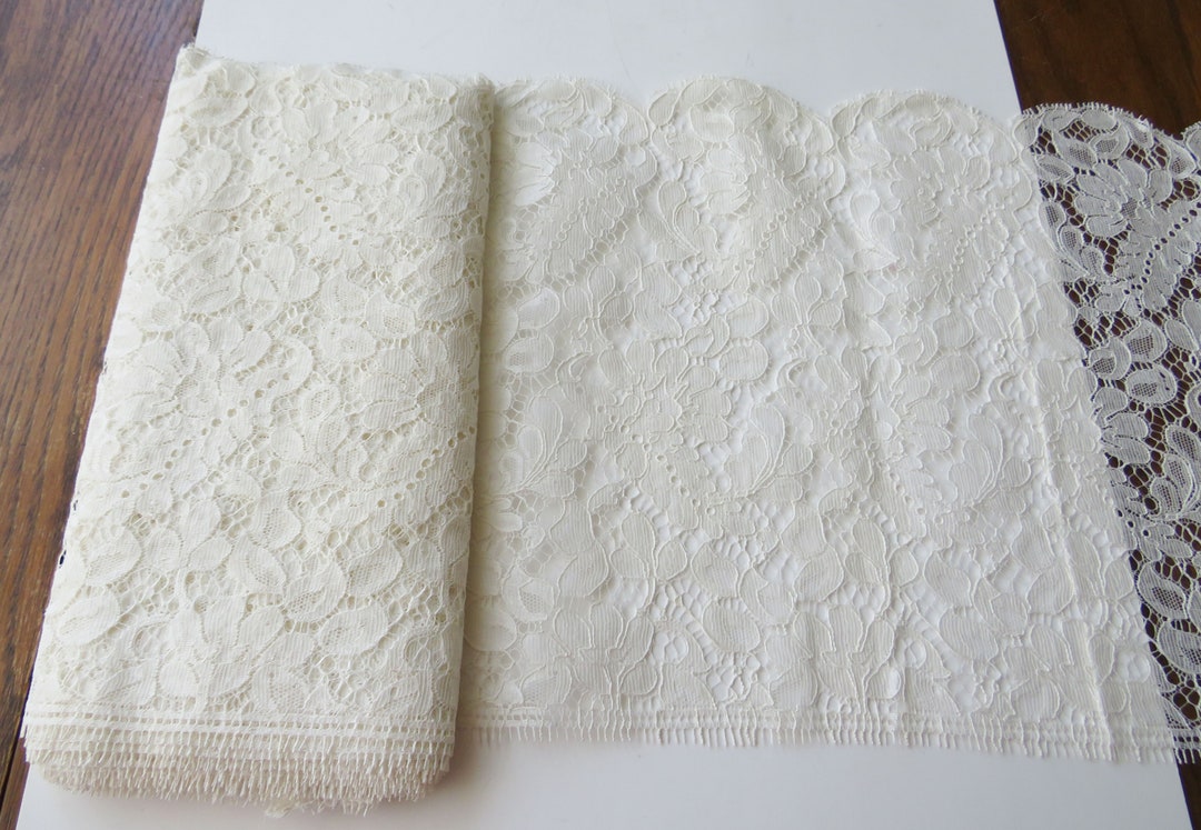 Antique Extra Wide White Lace Vintage Wedding Bridal Bride 4 2/3 Yards ...