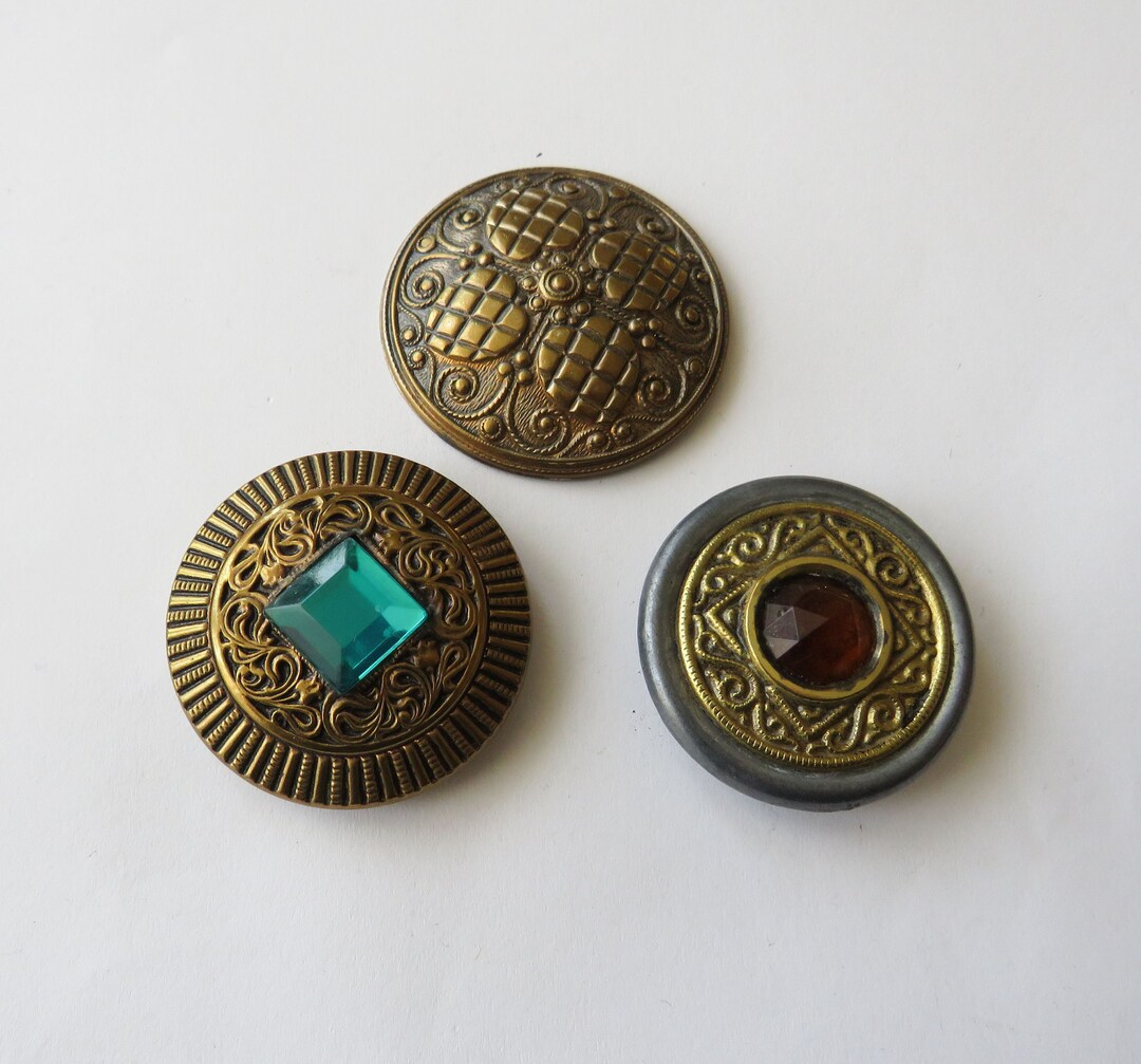 3 Antique Buttons Vintage Jeweled Jewel - Etsy