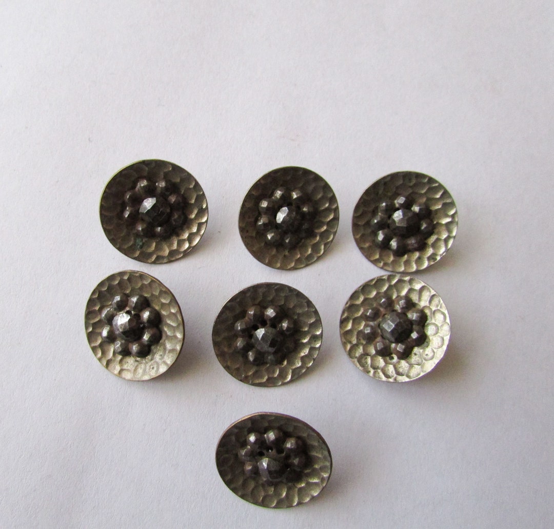 7 Antique Metal Buttons Small Vintage Steel Cut Set - Etsy