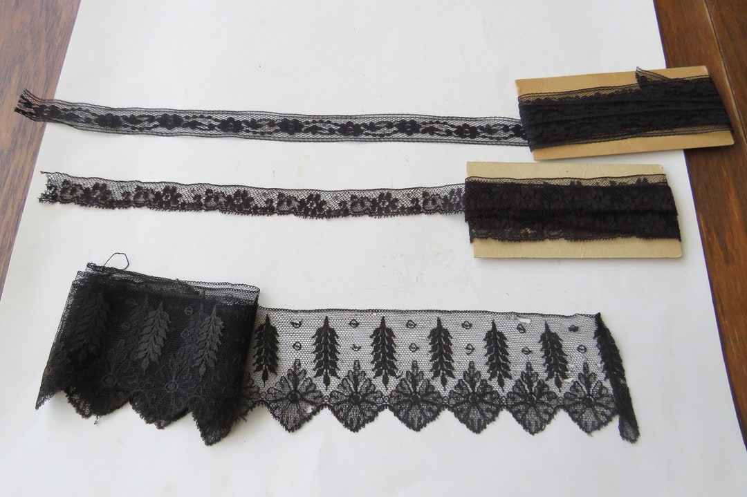3 Vintage Black Lace Pieces Floral Mourning Goth Yards - Etsy