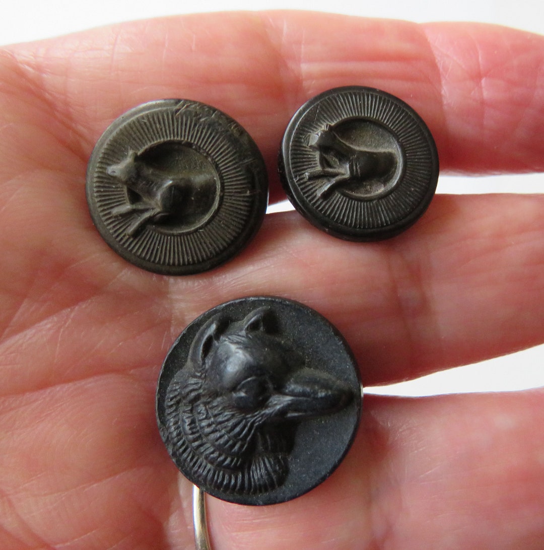 Antique Compo Fox Button & 2 Cow Buttons Vintage - Etsy