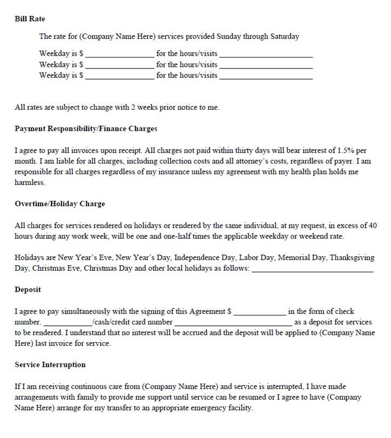 Private Pay Bill Rate Form - Etsy