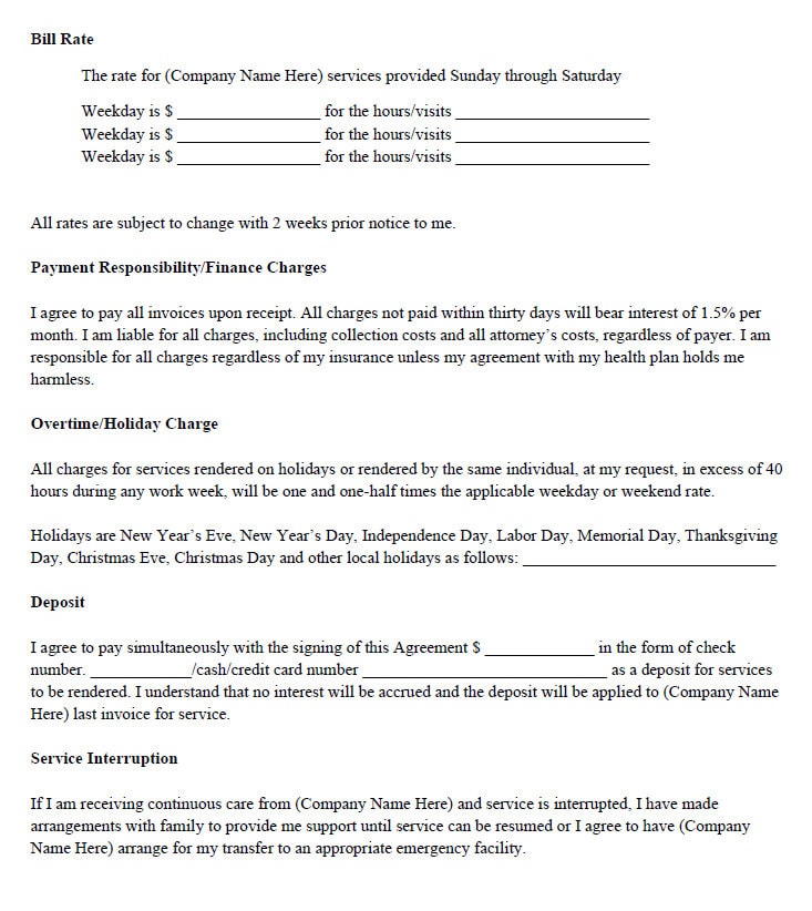 Private Pay Bill Rate Form - Etsy