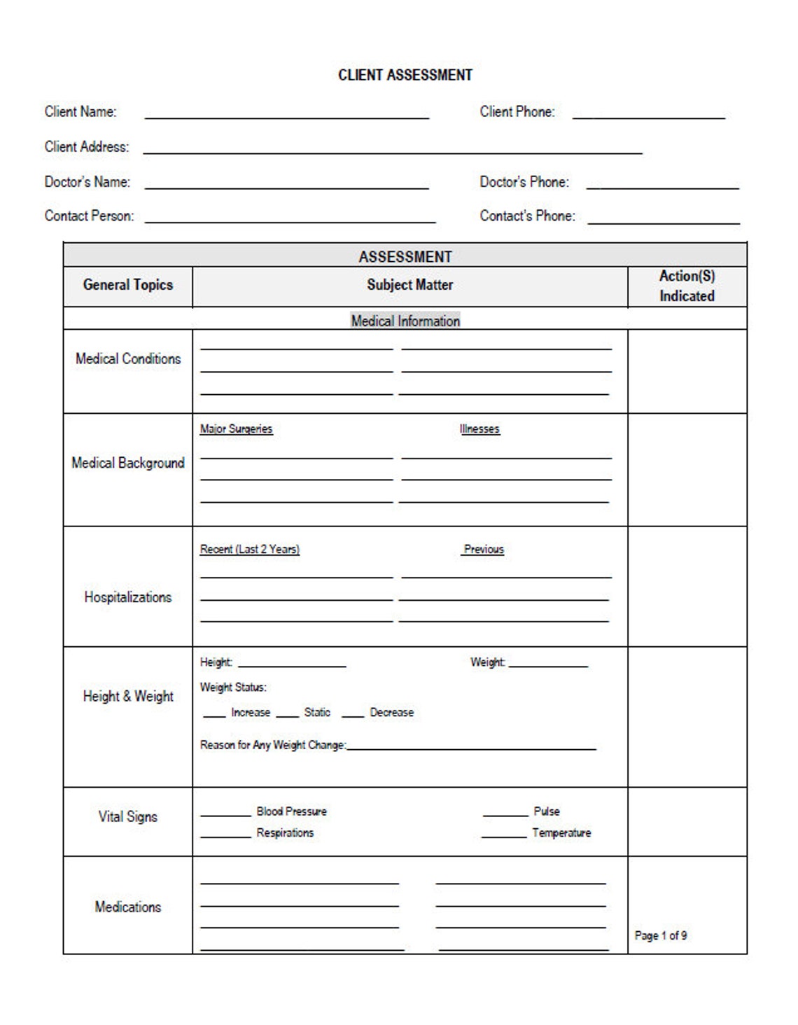 Client Assessment Form - Etsy