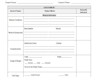 Home Care Client Intake & Assessment Form: Non-medical (PDF Template ...