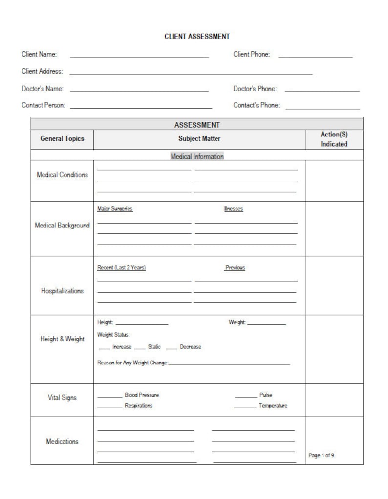 Client Assessment Form - Etsy