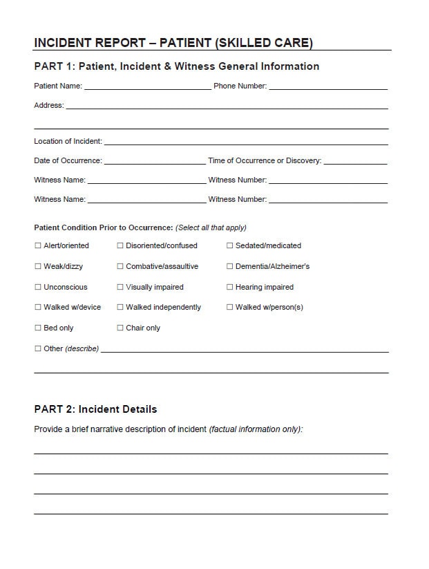 Incident Report Skilled Care - Etsy