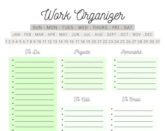 Work Day Organizer Printable Editable Fillable. Work Planner. Printable ...