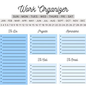 Work Day Organizer Printable Editable Fillable. Work Planner. Printable ...