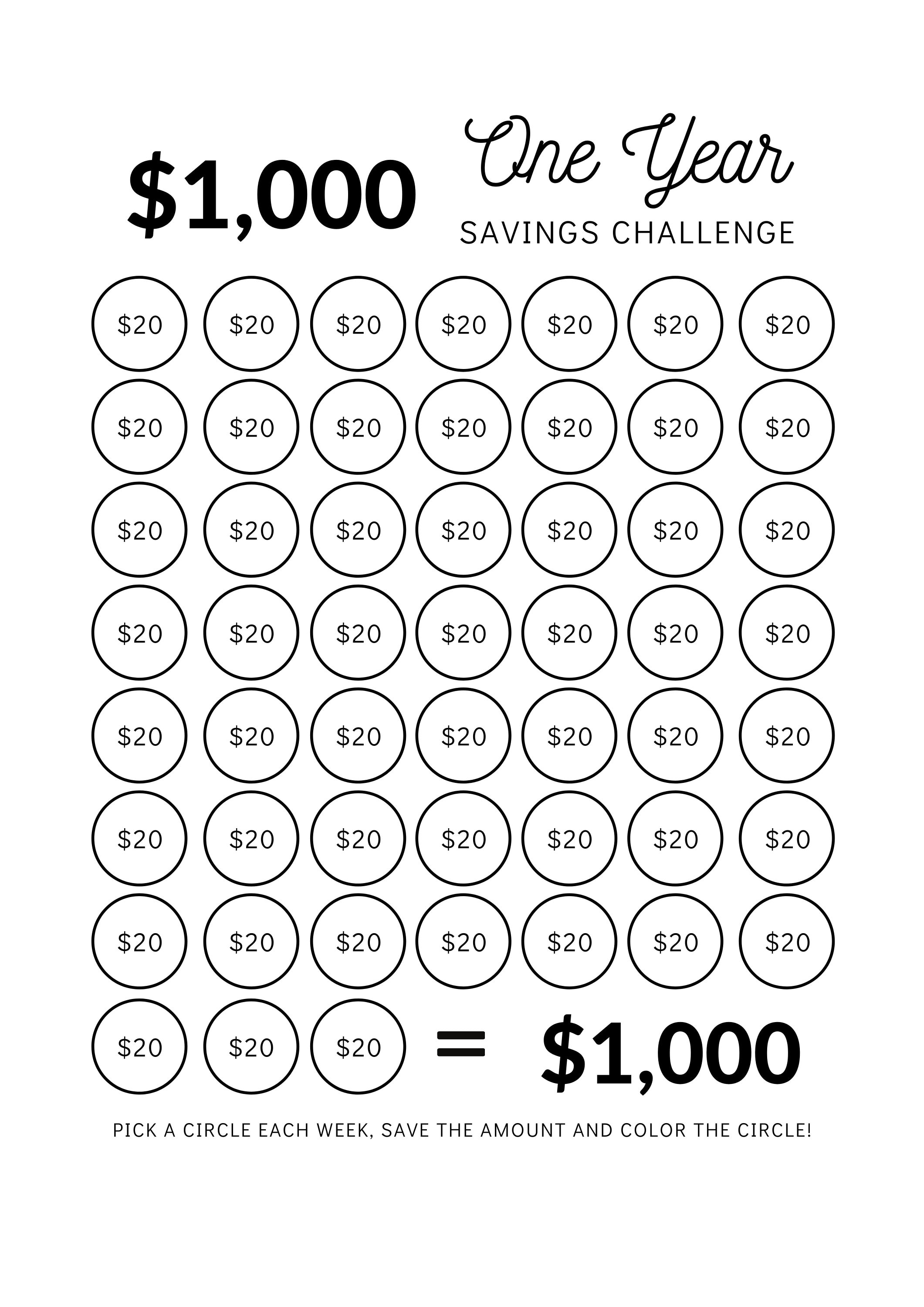 Save 1,000 Dollars in One Year | Money Saving Challenge 1K | 1,000 ...