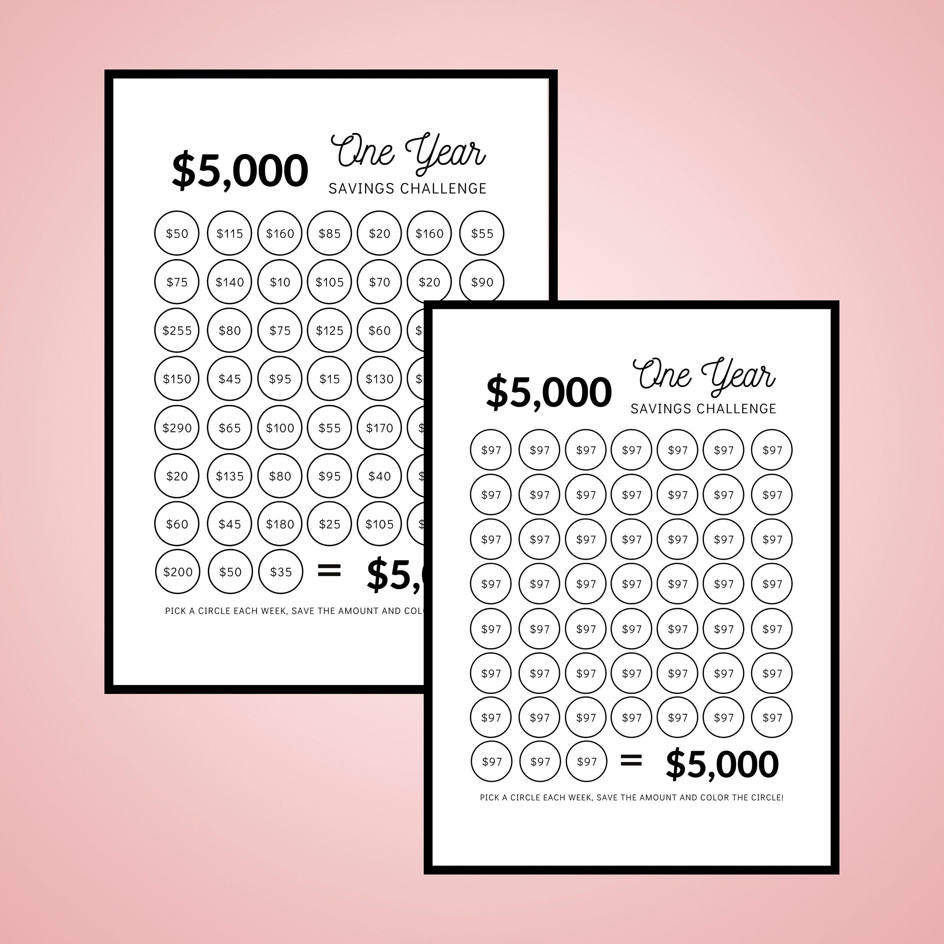 Save 5,000 Dollars in One Year | Money Saving Challenge 5K | 5,000 ...