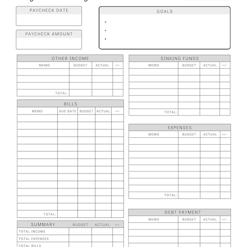 Paycheck Budget Planner Printable Budget by Paycheck - Etsy