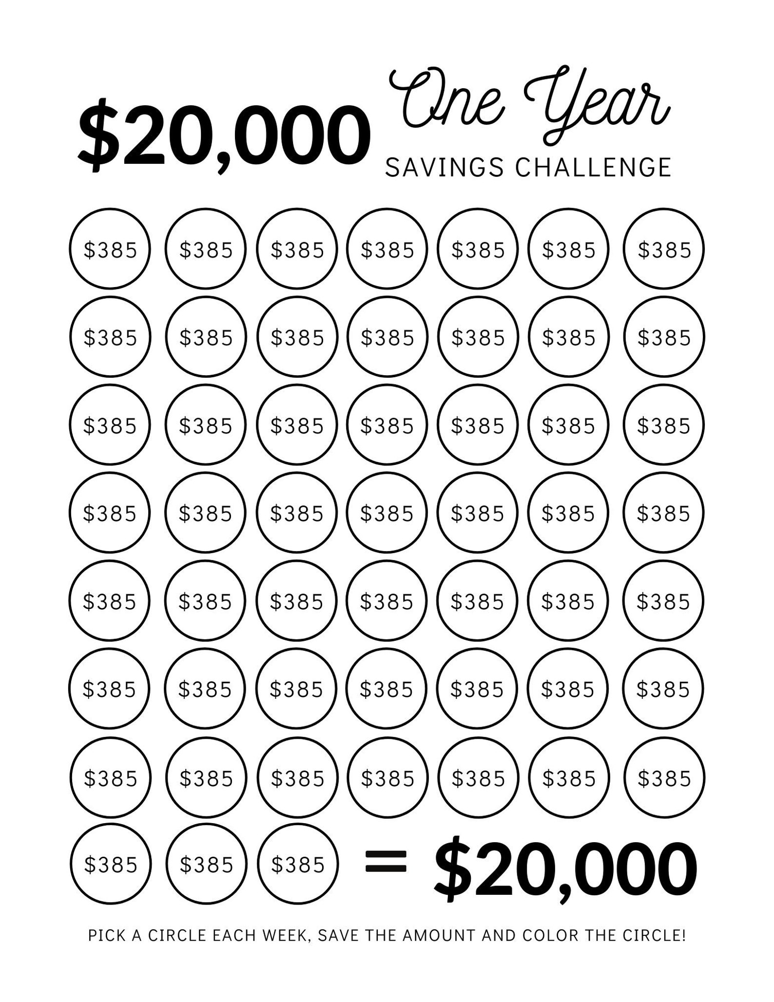 Save 20 000 Dollars In One Year Money Saving Challenge 20k 20 000