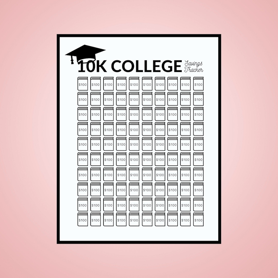 10,000 College Savings Tracker, Instant Download, Printable, Savings ...