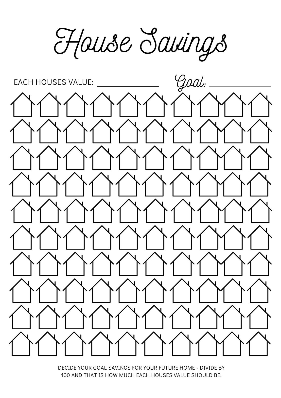House Savings Tracker, Instant Download, Printable, Savings Goal, New ...