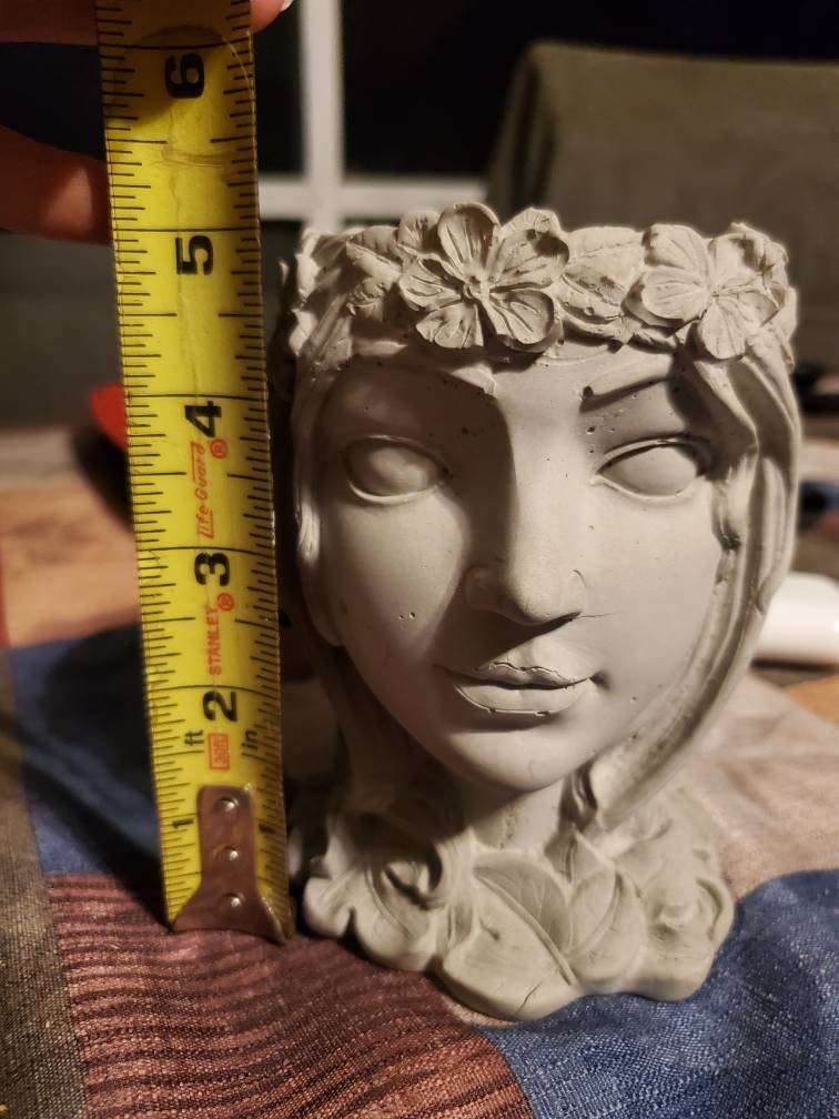 Medium Concrete Girl Head Pot - Etsy