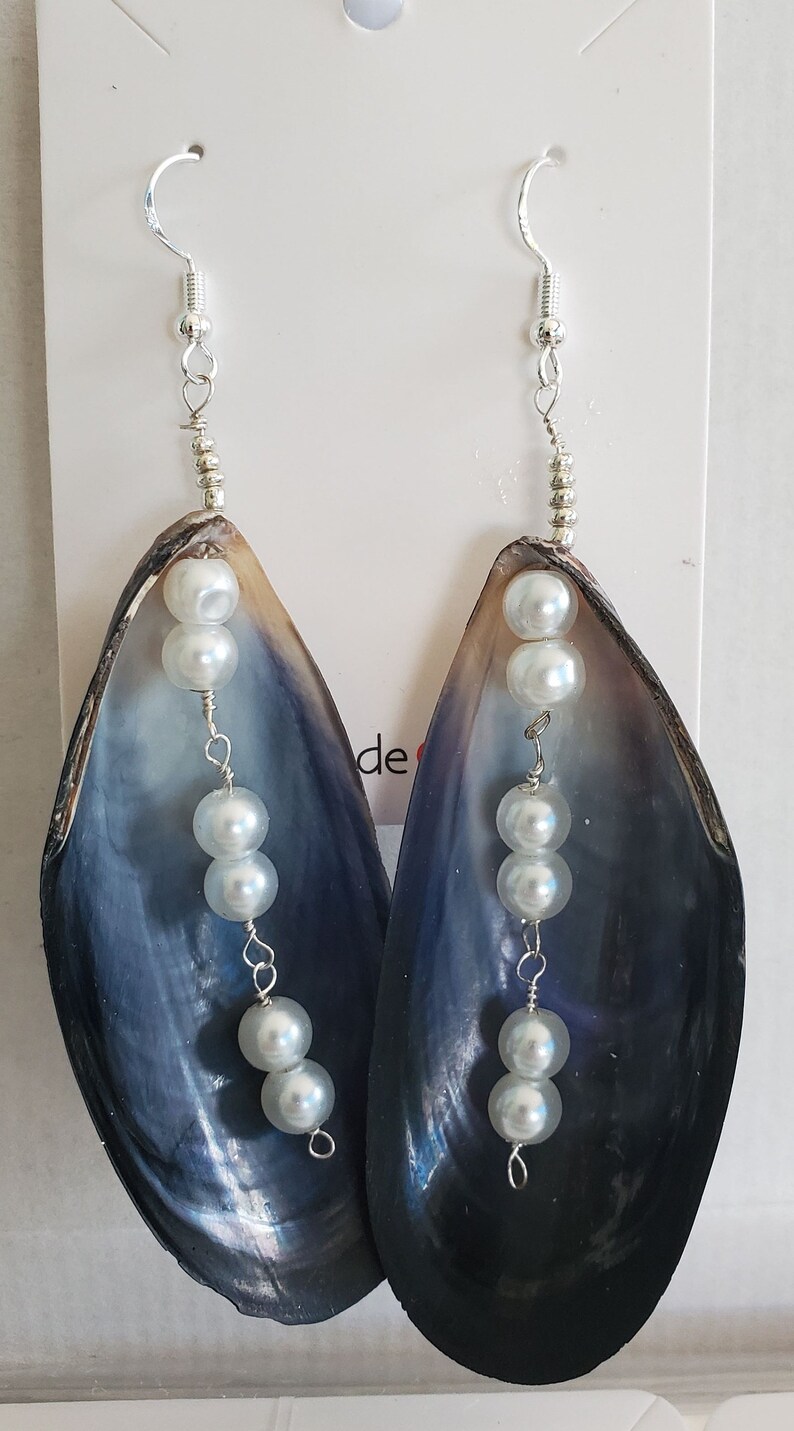 Seashell Mussel Earrings. - Etsy