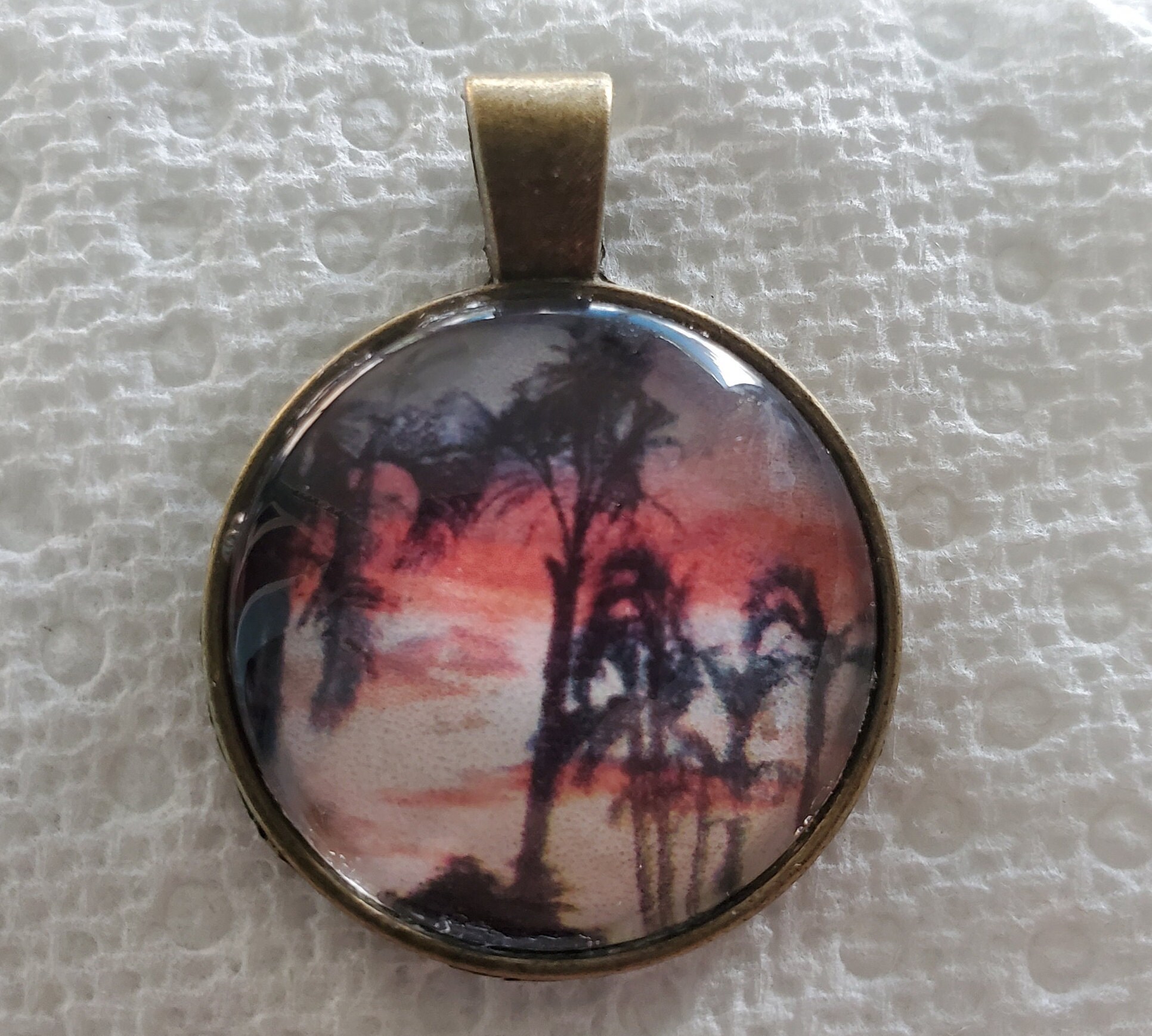 Sunset Palm Trees Pendant/keyring - Etsy