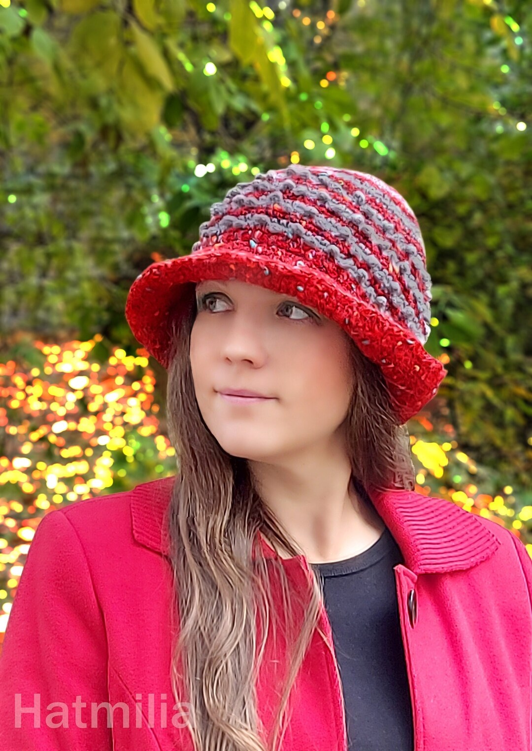 Wool Crochet Cloche Hat Concave Pattern Popcorn Hat Spring Autumn ...