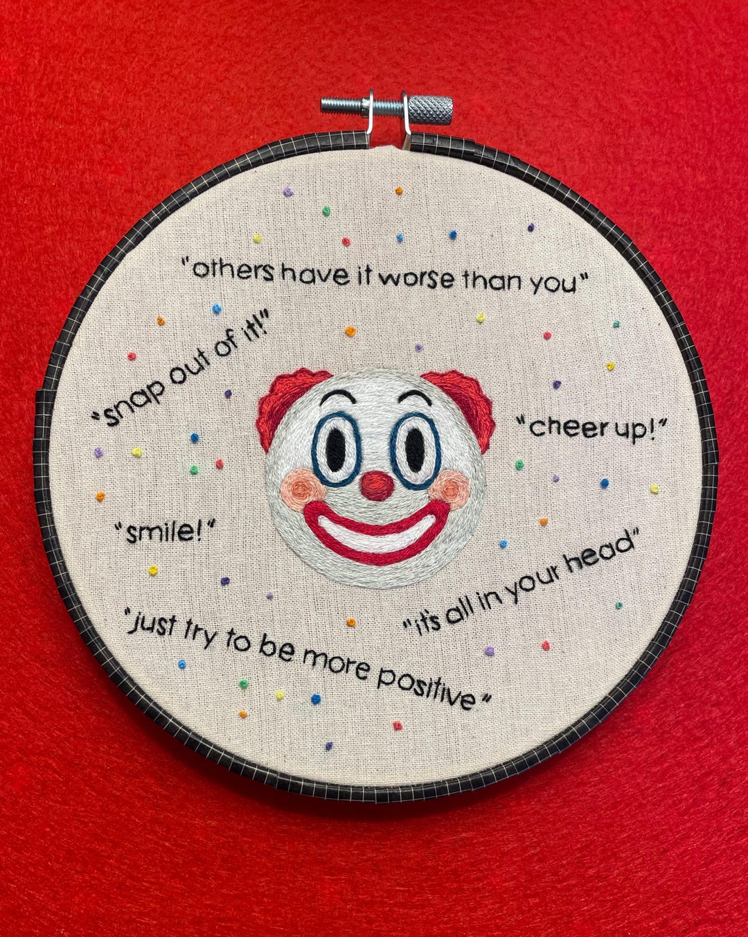 Mental Health Clown Embroidery - Etsy