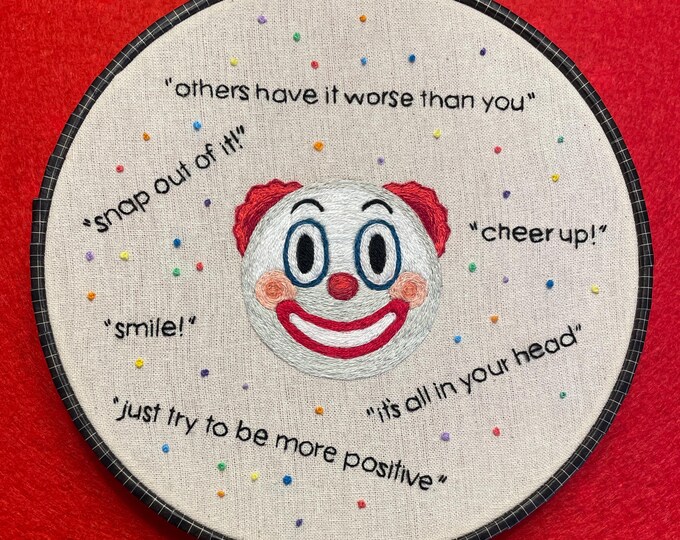 Mental Health Clown Embroidery - Etsy