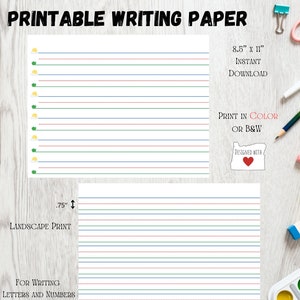 Printable Writing Practice Paper .75" Rule | Colored Lines and Picture ...