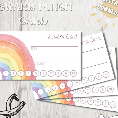 Printable Reward Punch Cards for Kids Rainbow Incentive - Etsy