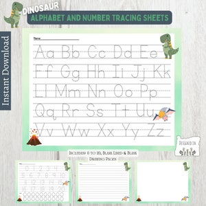 Alphabet and Number Tracing Worksheet Printable | Kindergarten ABC ...