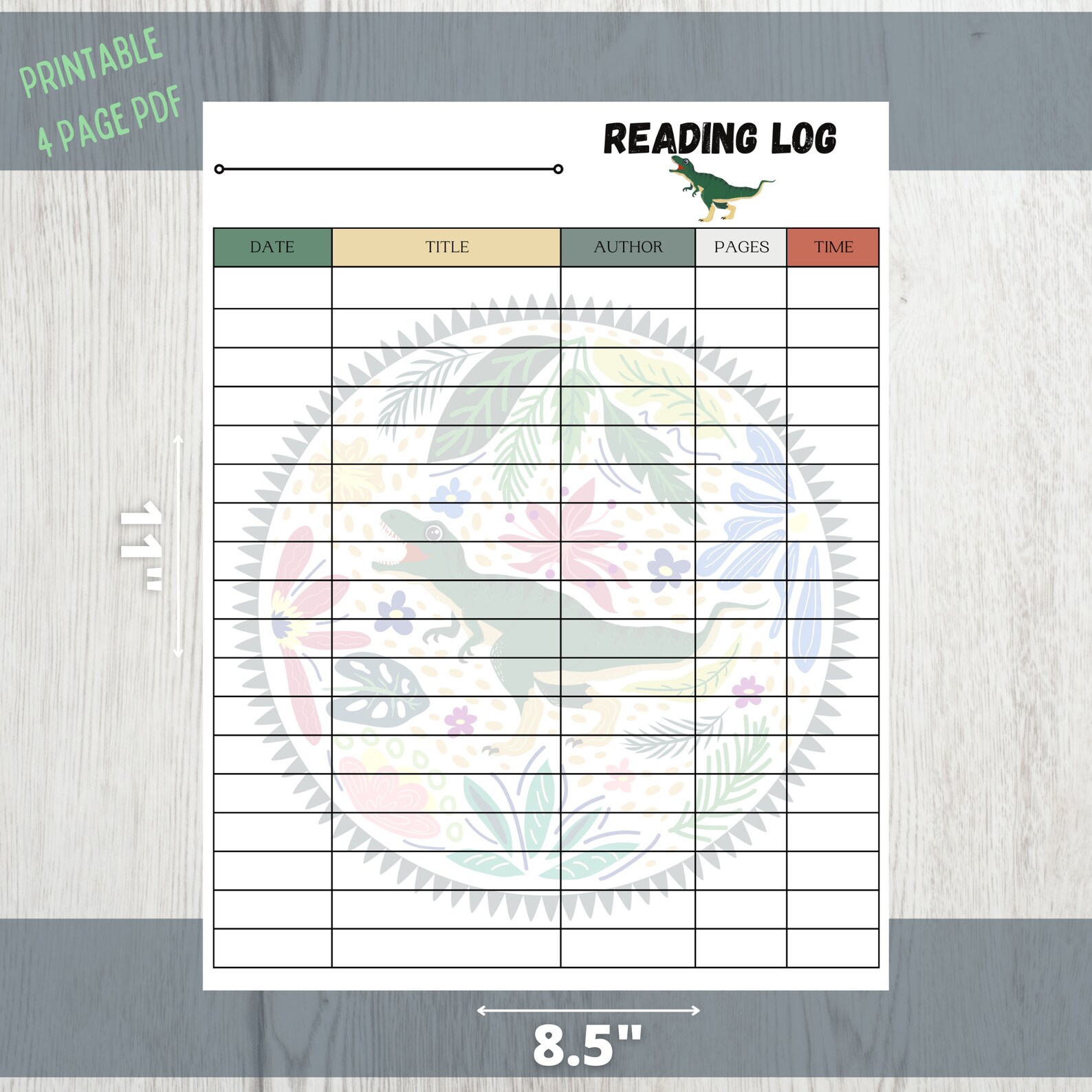 Printable Reading Log for Kids | Book Review Sheets | Dinosaur Book Log ...