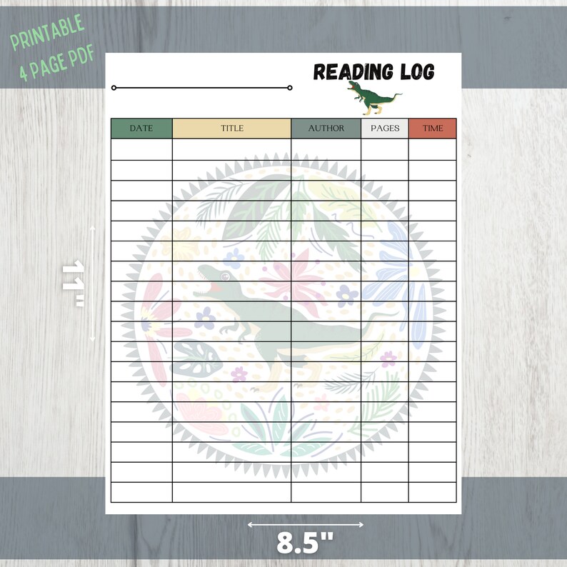Printable Reading Log for Kids | Book Review Sheets | Dinosaur Book Log ...