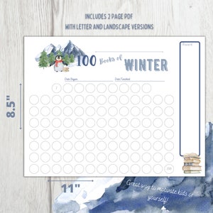 Printable Winter Reading Challenge | 100 Book Tracker for Kids ...