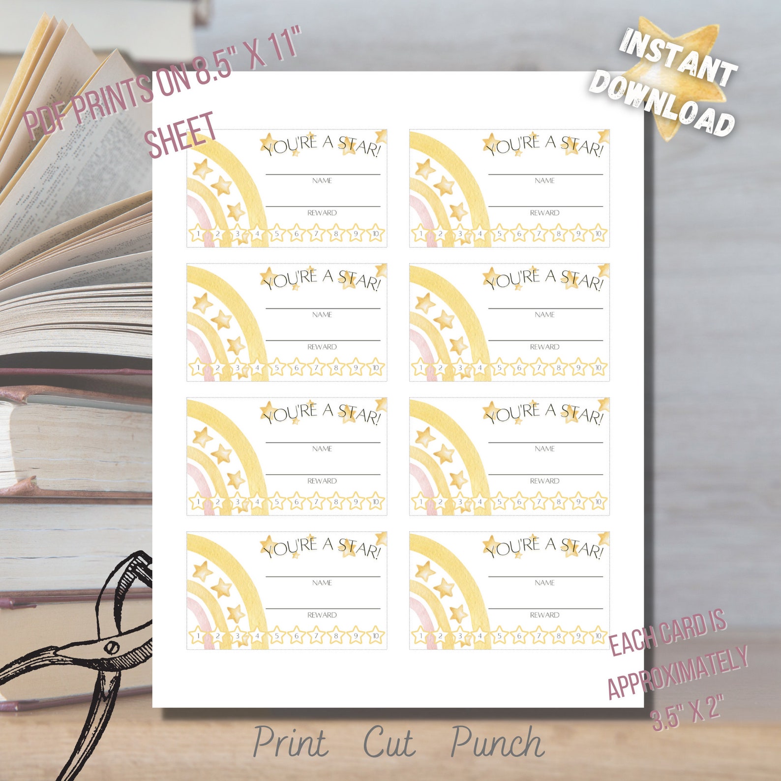 Star Student Punch Cards | Printable 5 Punch and 10 Punch Reward Card ...