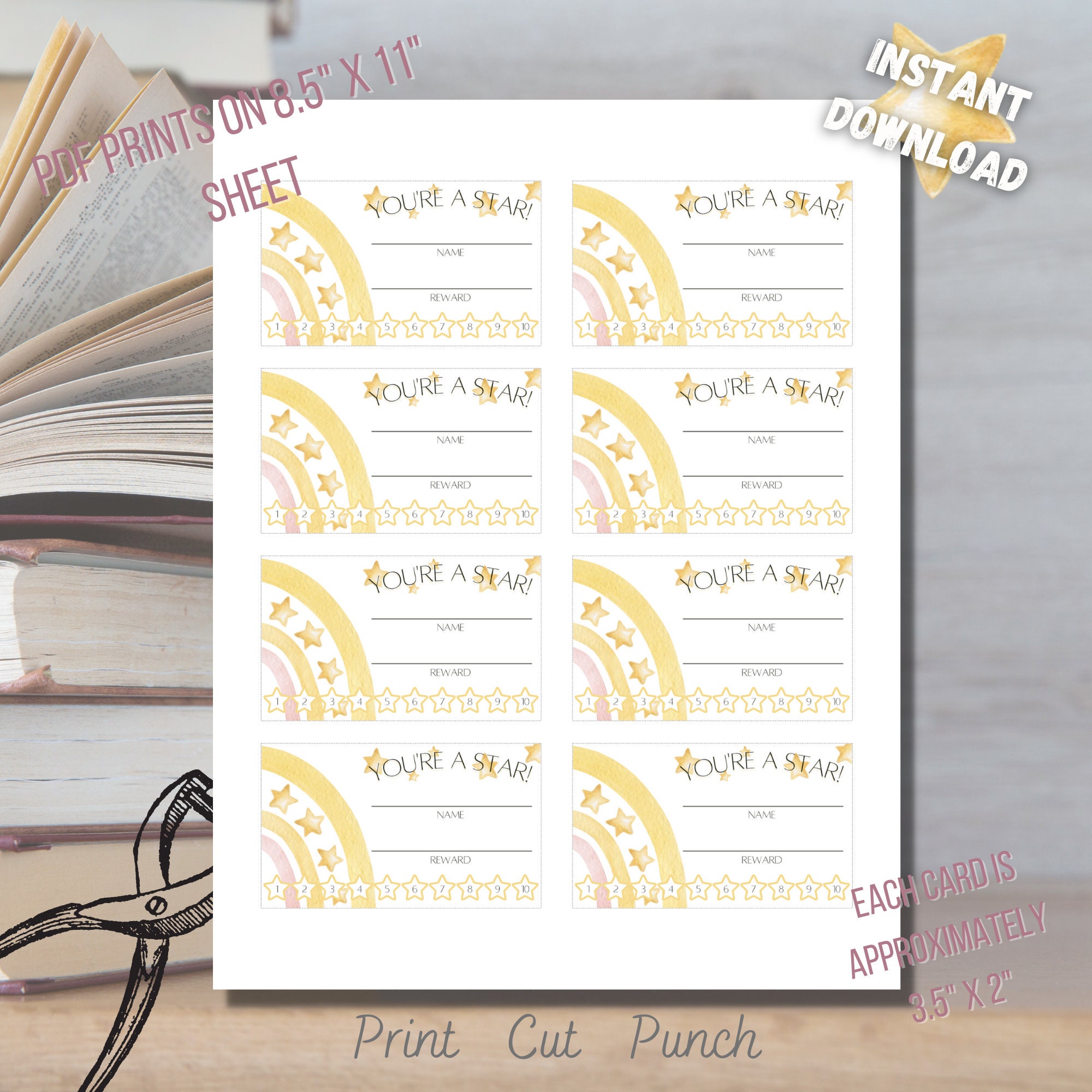 Star Student Punch Cards | Printable 5 Punch and 10 Punch Reward Card ...