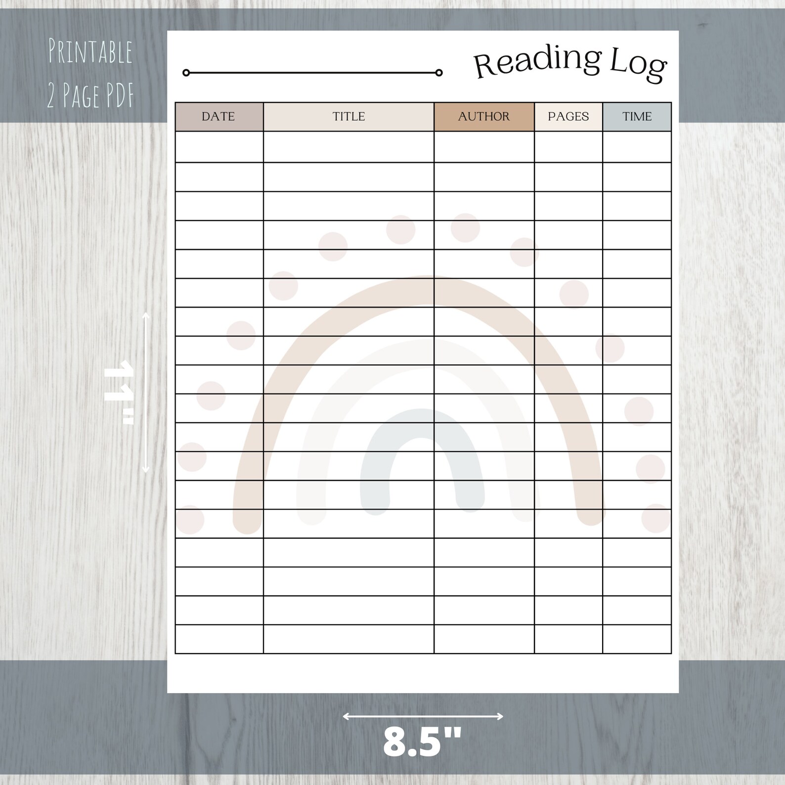 Printable Reading Log for Children or Adults Boho Rainbow | Etsy