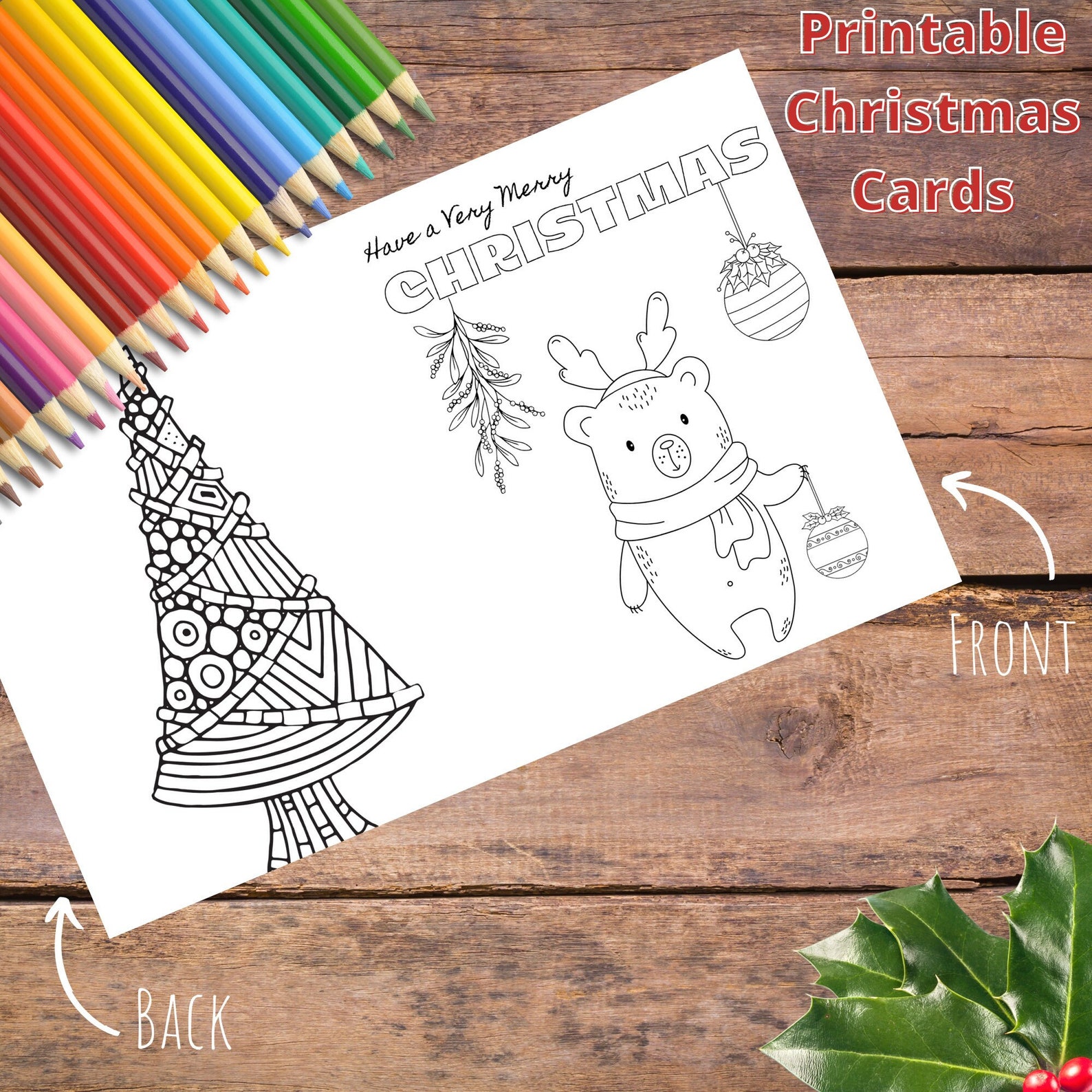 Printable Christmas Coloring Cards Christmas Cards for Children Cards ...