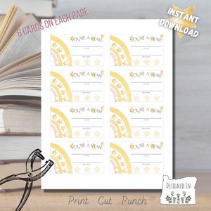 Star Student Punch Cards Printable 5 Punch and 10 Punch - Etsy