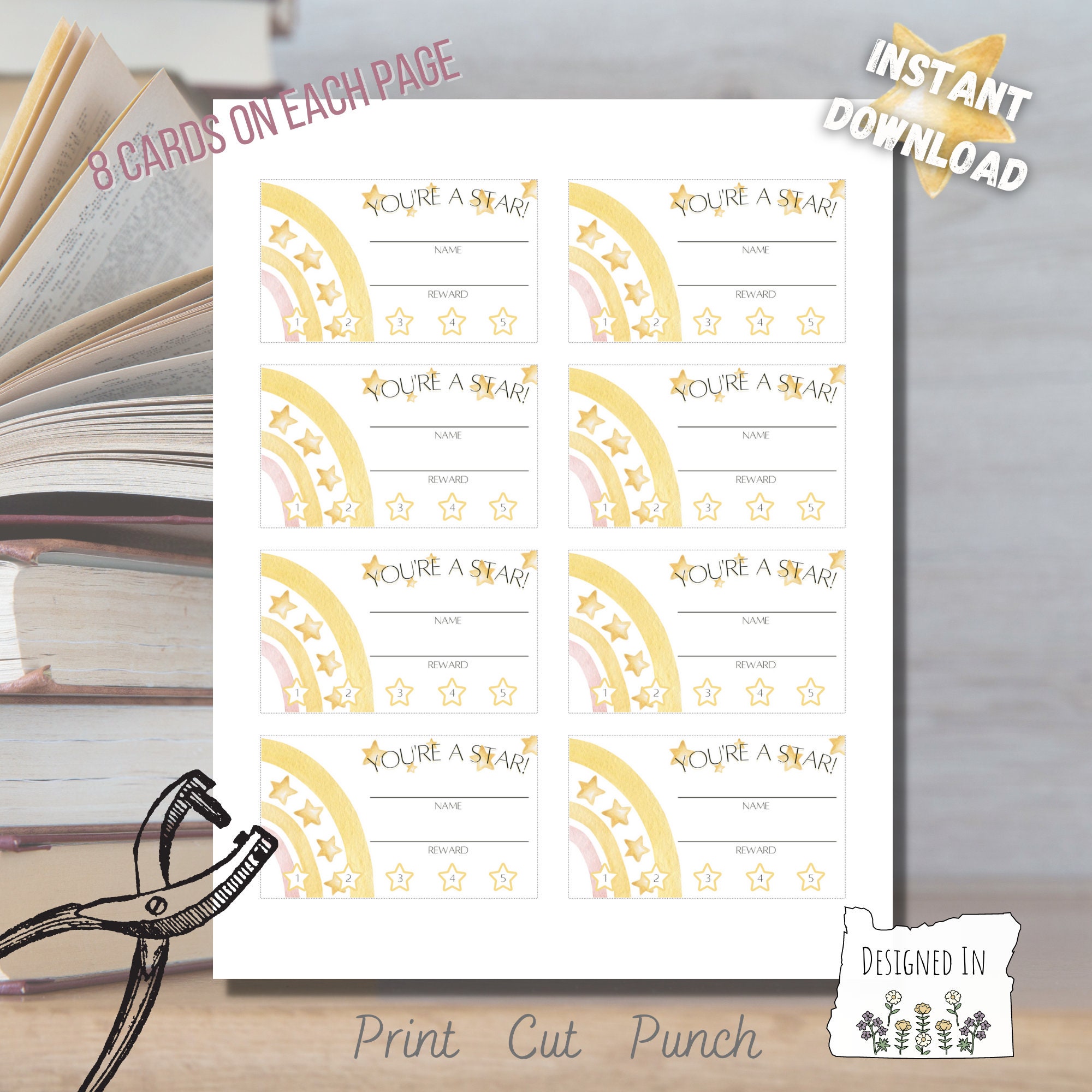 Star Student Punch Cards | Printable 5 Punch and 10 Punch Reward Card ...