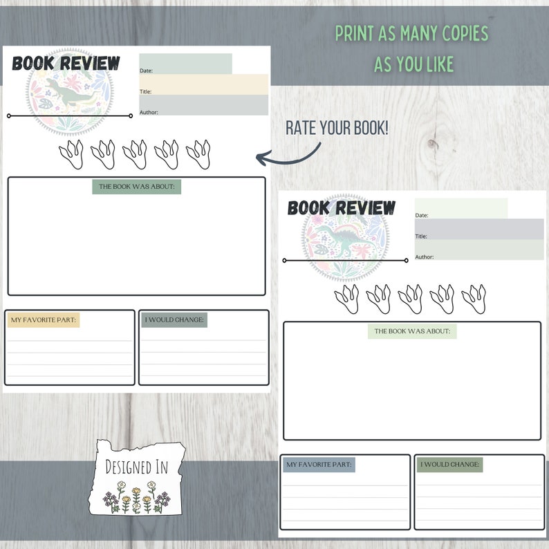 Printable Reading Log for Kids | Book Review Sheets | Dinosaur Book Log ...