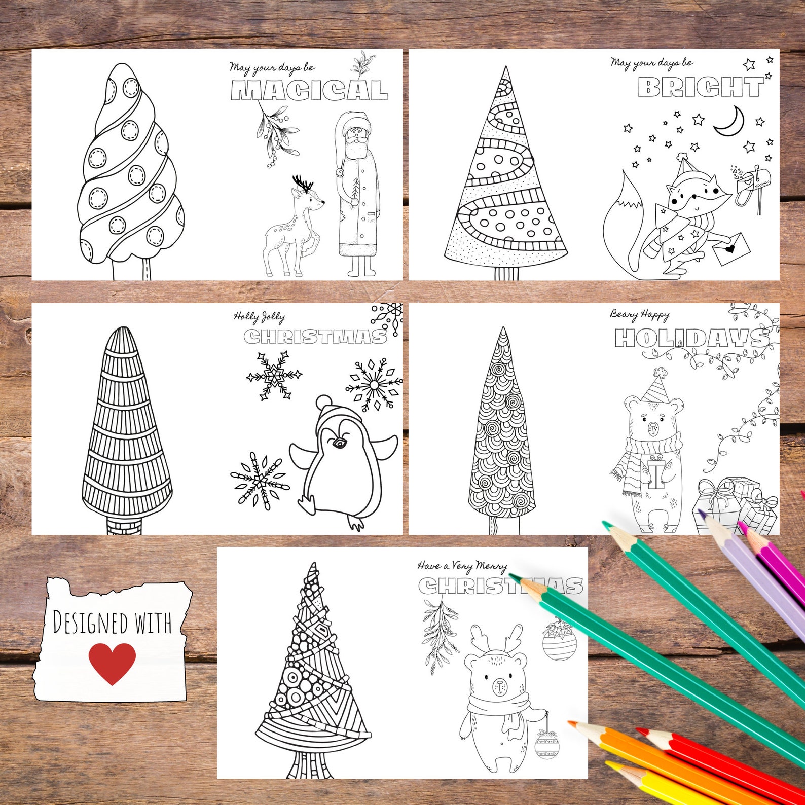Printable Christmas Coloring Cards Christmas Cards for Children Cards ...