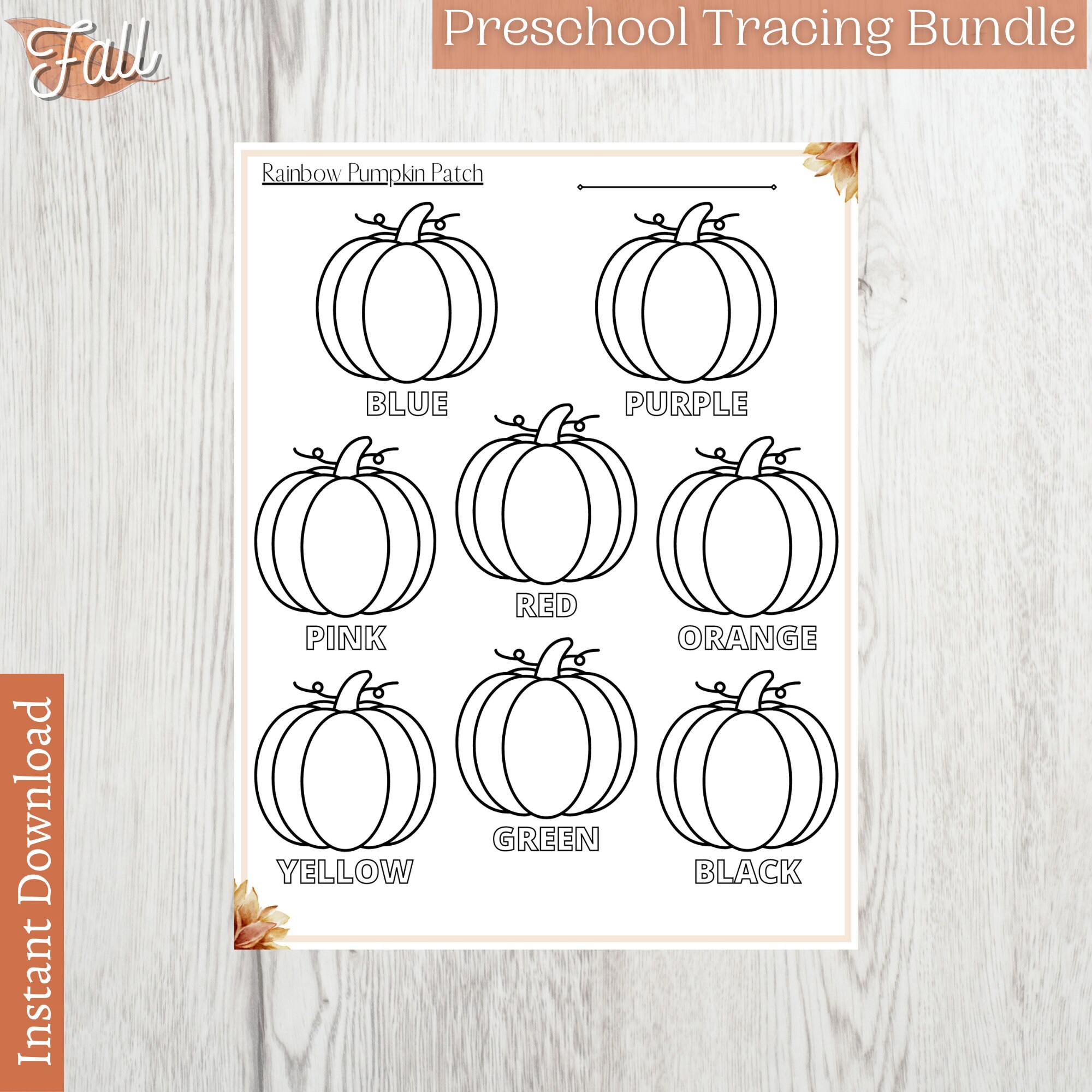 Fall Tracing Worksheets for Preschool and Toddler Curriculum ...