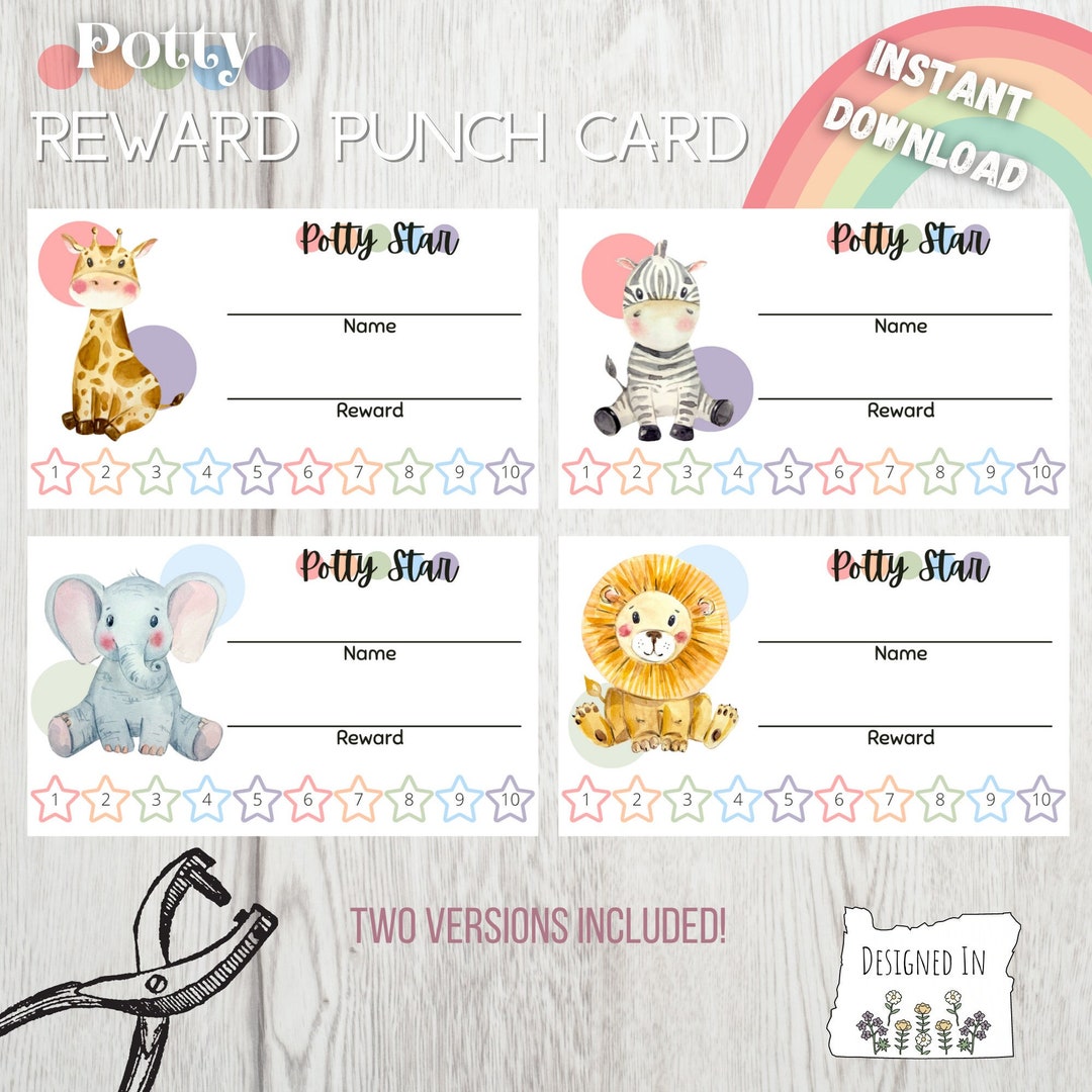 Potty Tracker Punch Cards Printable | Potty Training Tools for Kids and ...