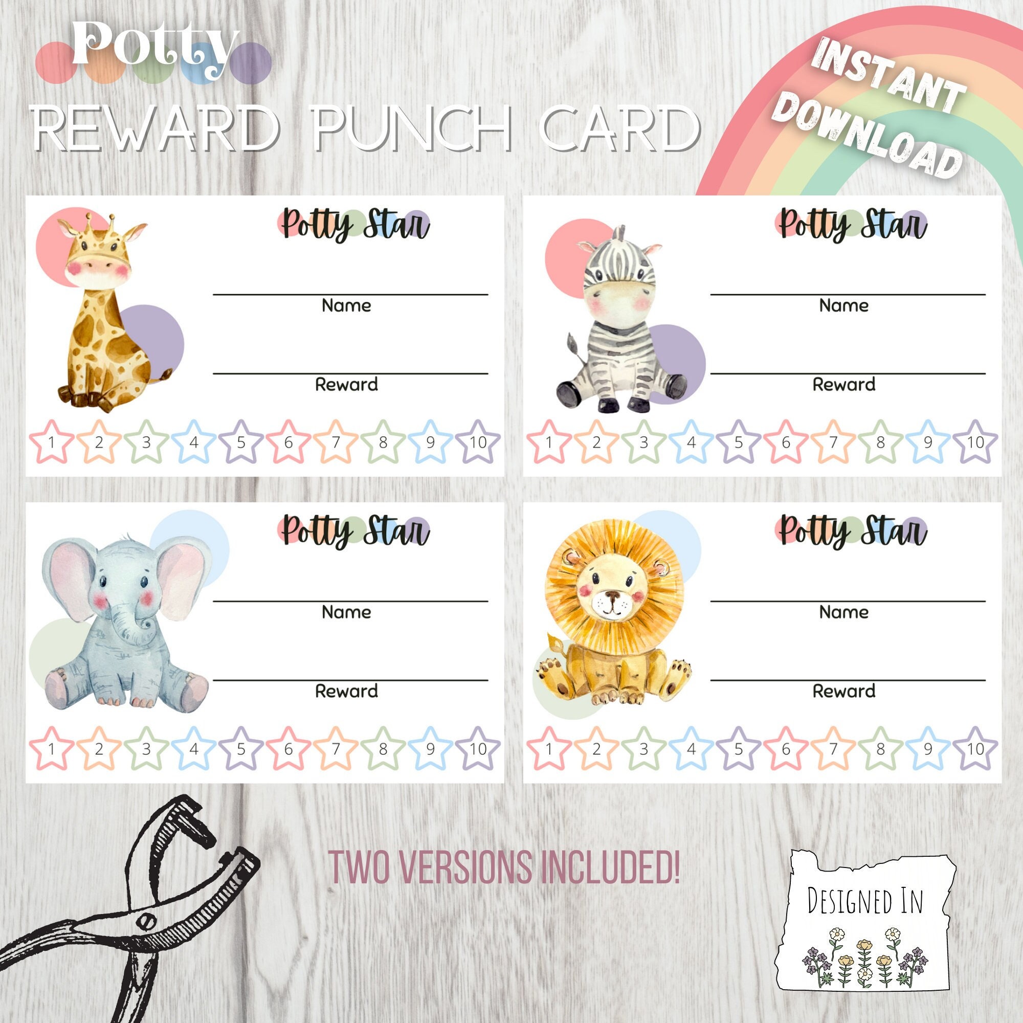 Potty Tracker Punch Cards Printable | Potty Training Tools for Kids and ...