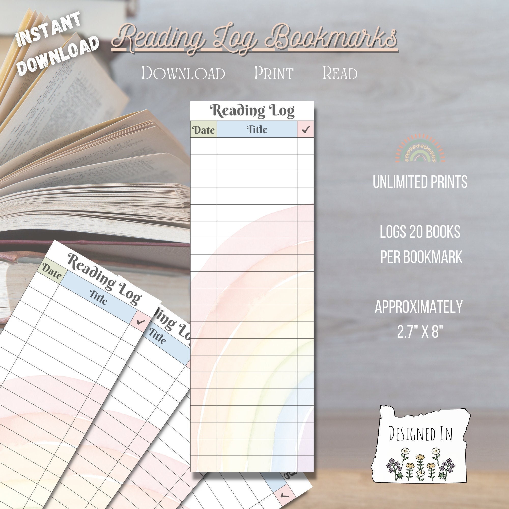 Reading Log Bookmark Printable Tracker | Rainbow to Be Read List ...