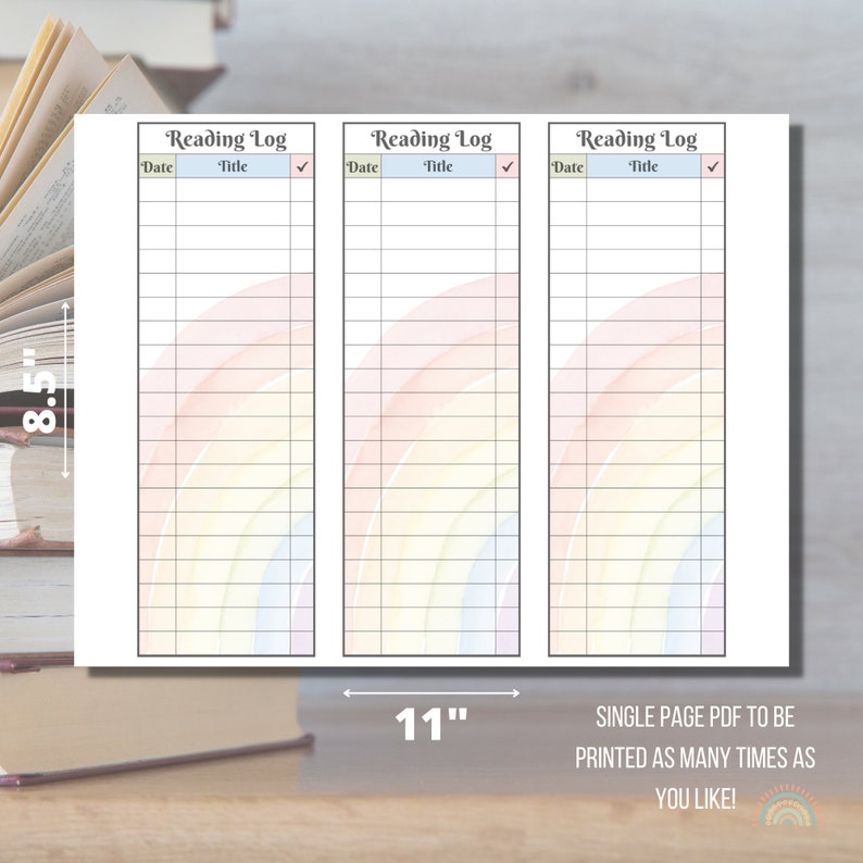 Reading Log Bookmark Printable Tracker | Rainbow to Be Read List ...