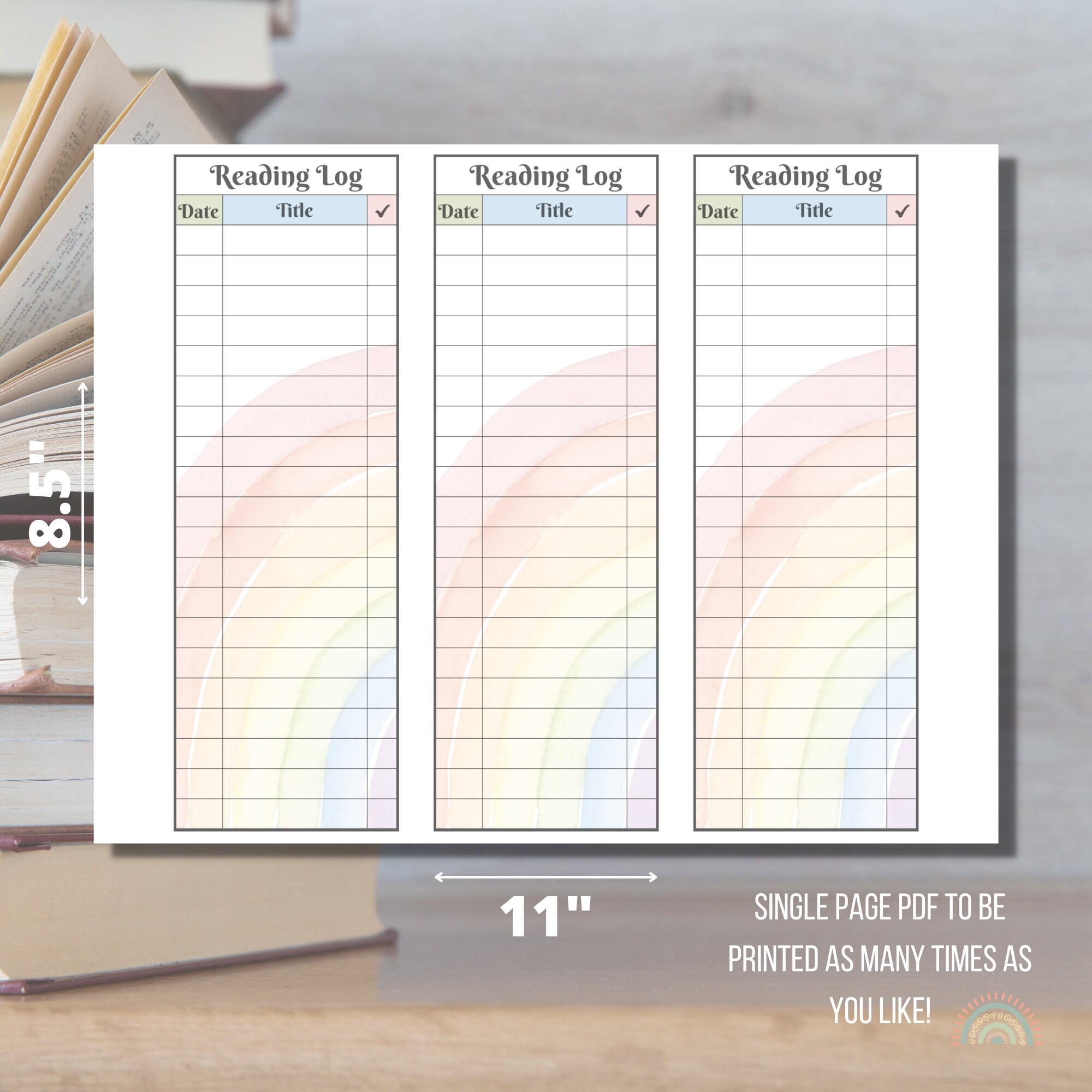 Reading Log Bookmark Printable Tracker | Rainbow to Be Read List ...