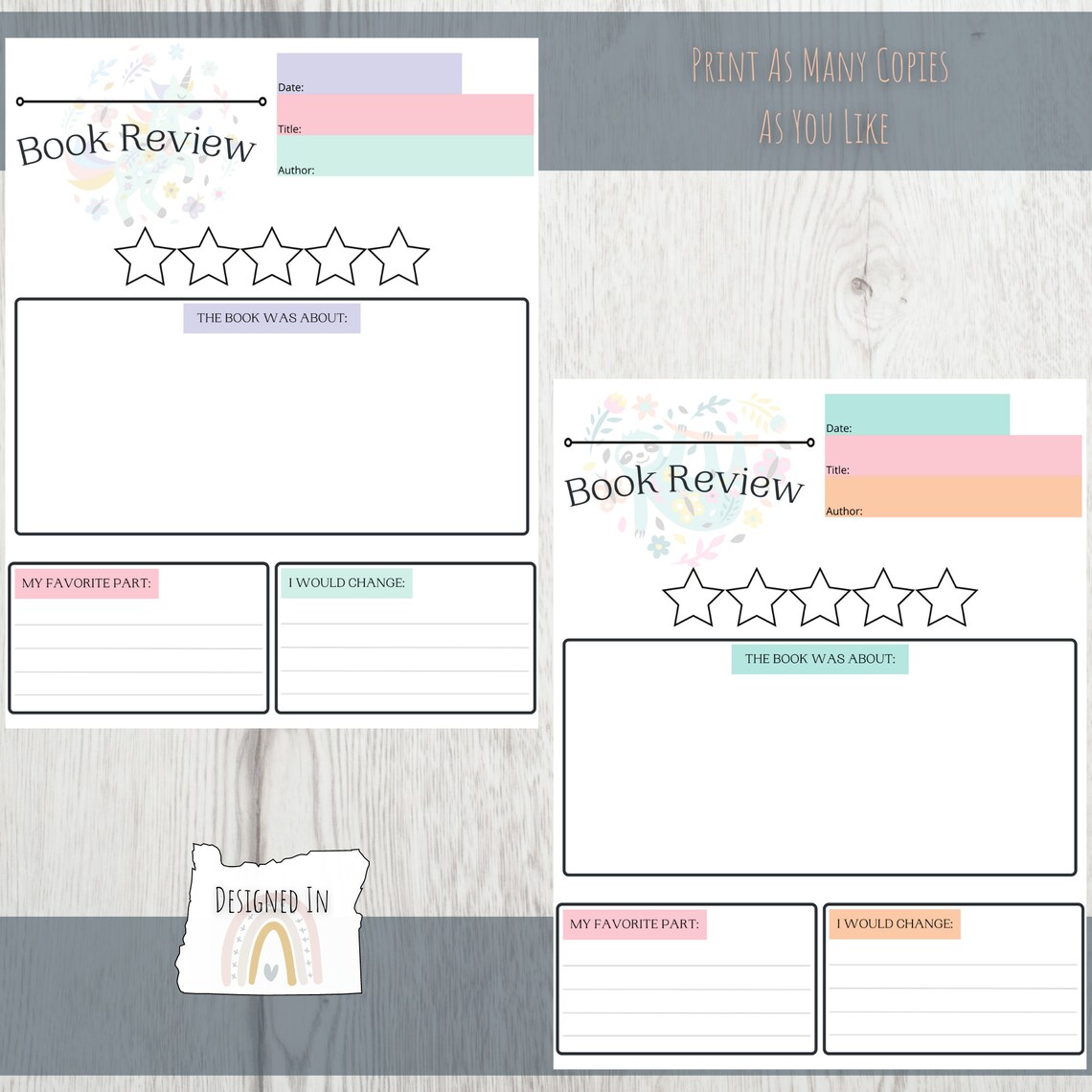Printable Reading Log for Children | Unicorn and Sloth Reading Logs and ...