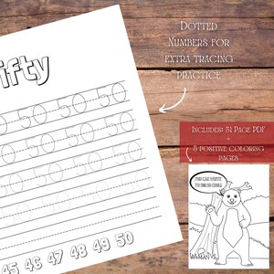 Number Tracing Practice Worksheets Printable for Kindergarten | 1 to 50 ...