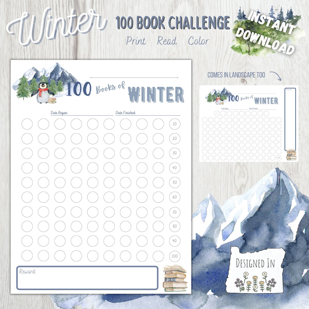 Printable Winter Reading Challenge | 100 Book Tracker for Kids ...