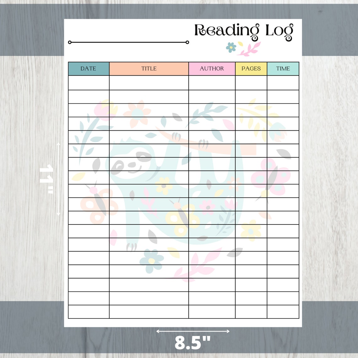Printable Reading Log for Children | Unicorn and Sloth Reading Logs and ...